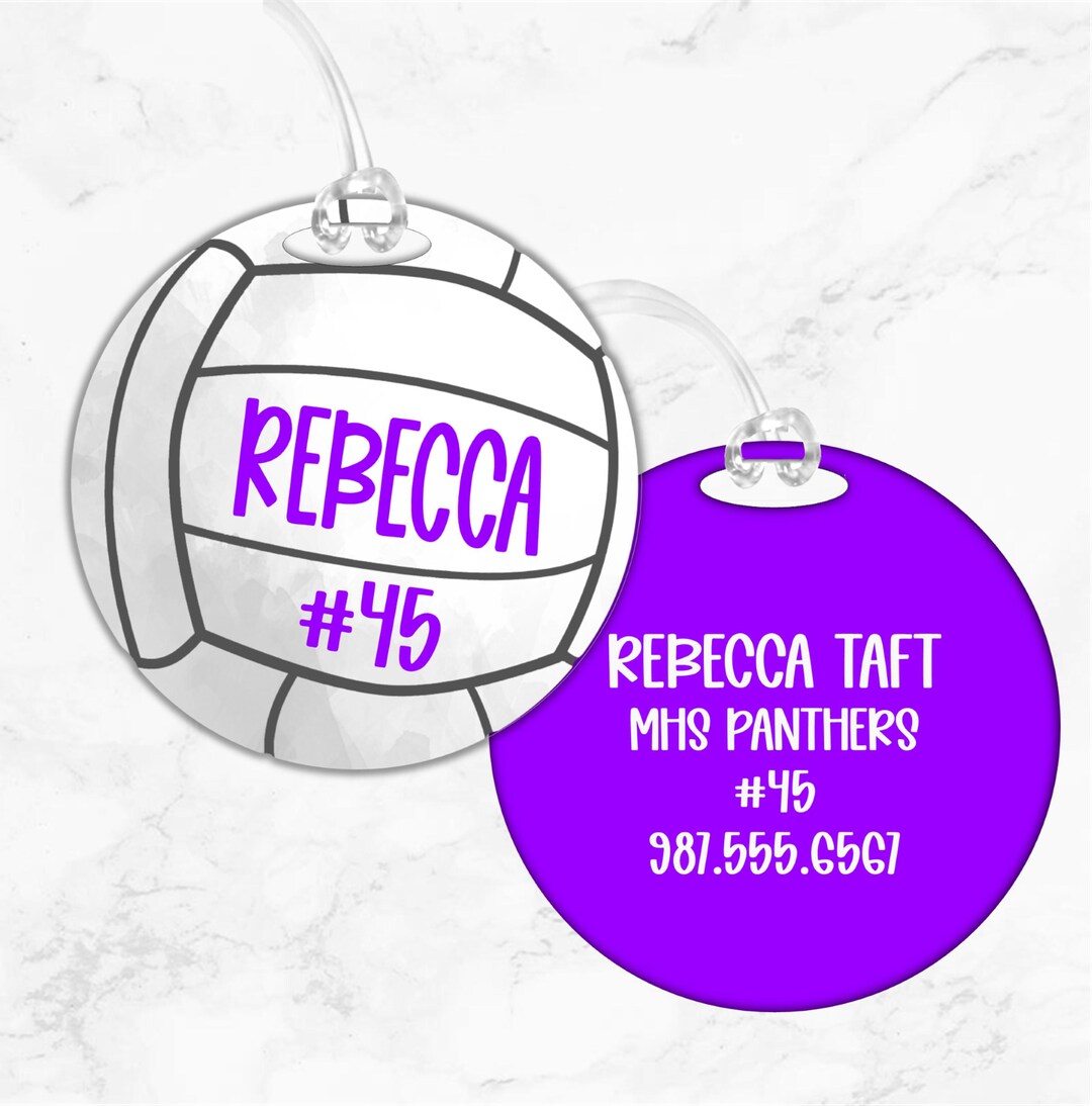 Volleyball Luggage Tag, Round Volleyball Bag Tag, Gift for Volleyball ...