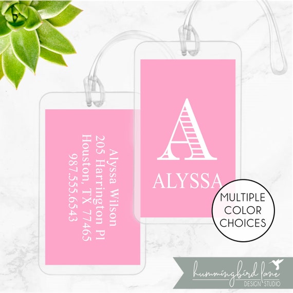 Personalized Luggage Tag Initial Luggage Tag Monogram - Etsy