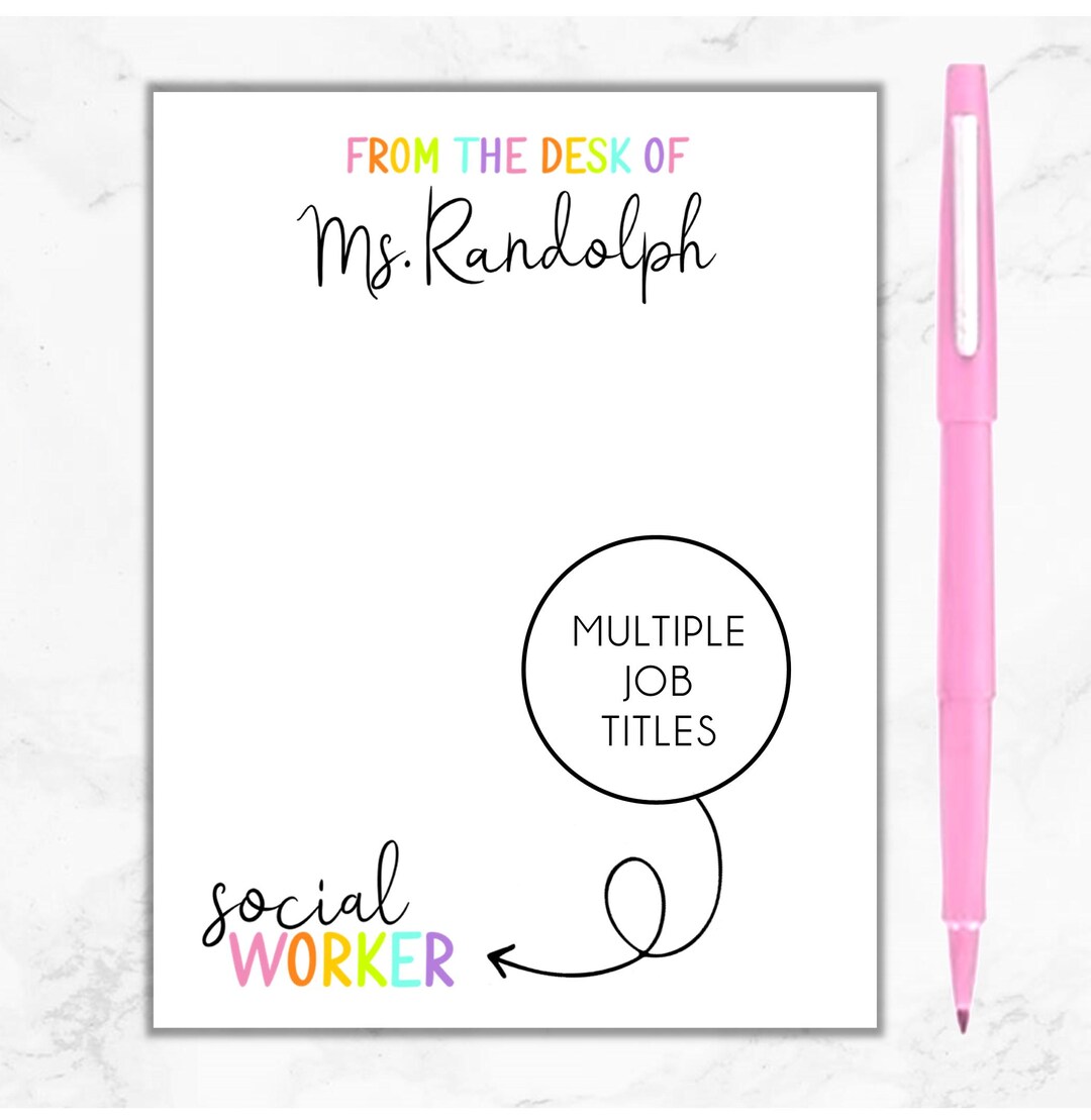 School Social Worker Notepad, Personalized Social Worker Notepad, Gift ...
