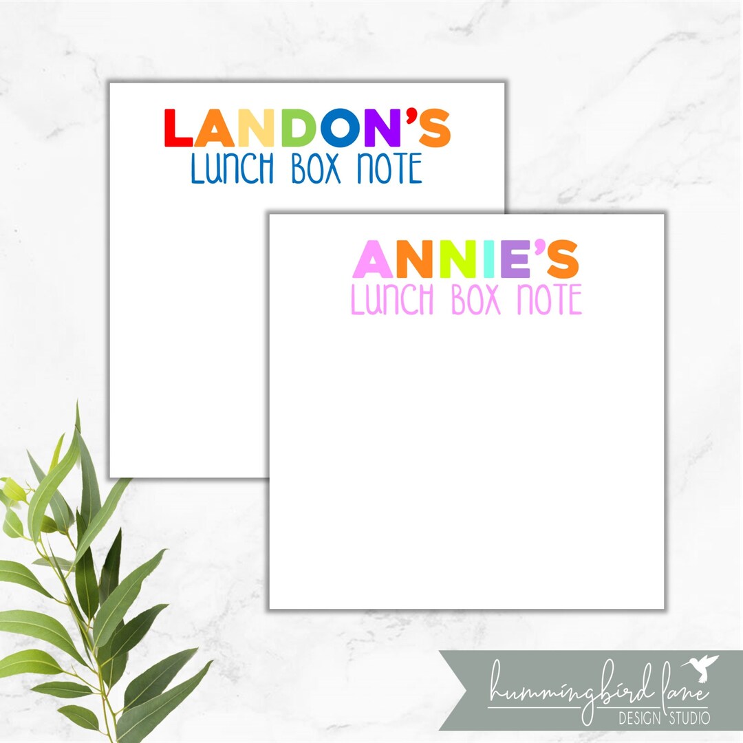 Lunch Box Notes Notepad, Personalized Notepad, Lunchbox Notes ...