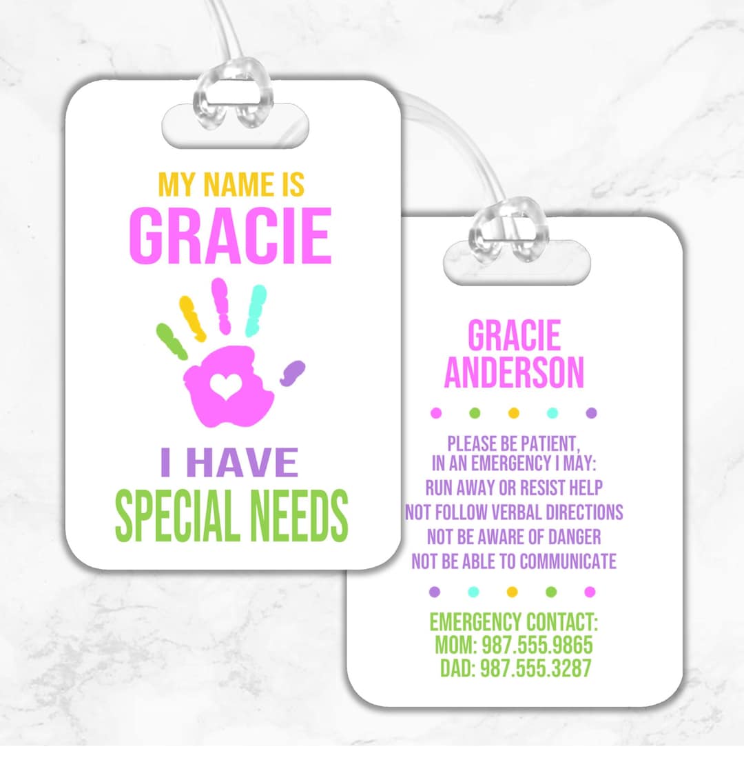 Special Needs Bag Tag, Special Needs Luggage Tag, Wheel Chair Tag, Car ...