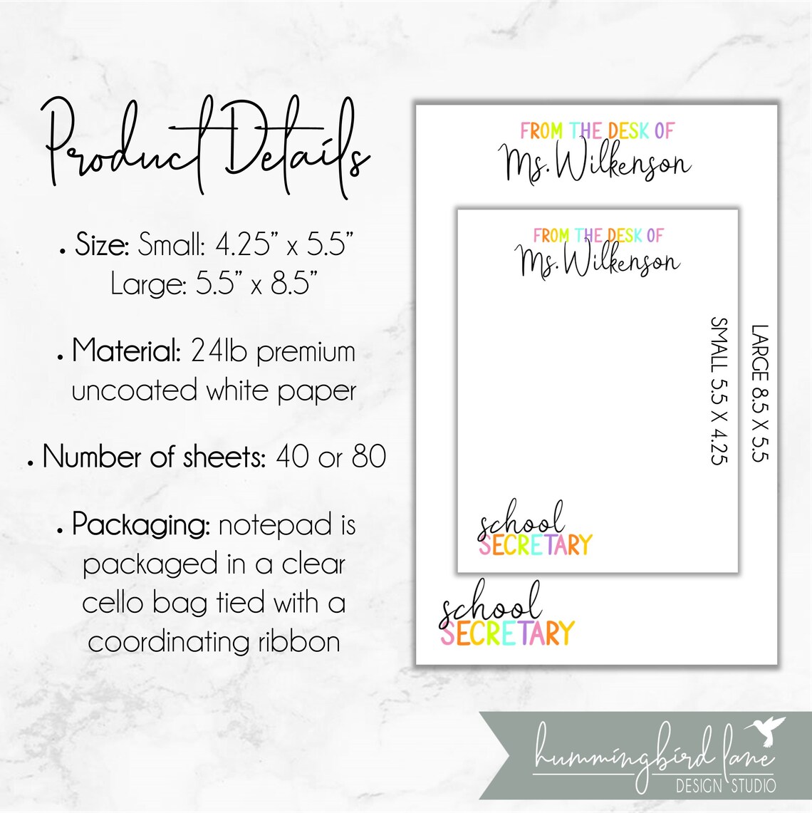 School Secretary Notepad Personalized Secretary Notepad Gift - Etsy