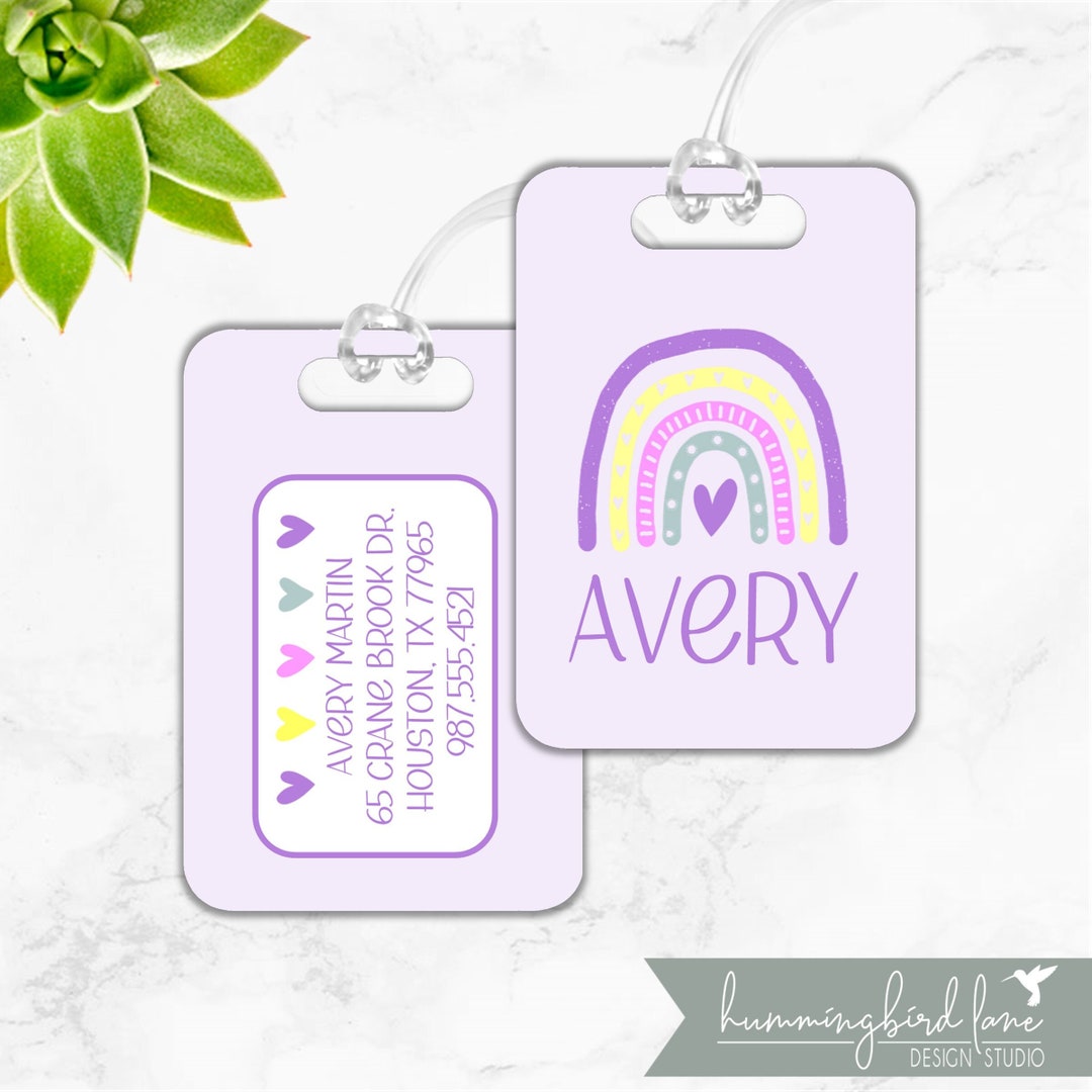 Rainbow Bag Tag, Kids Back Pack Tag, Personalized Luggage Tag, Boho ...