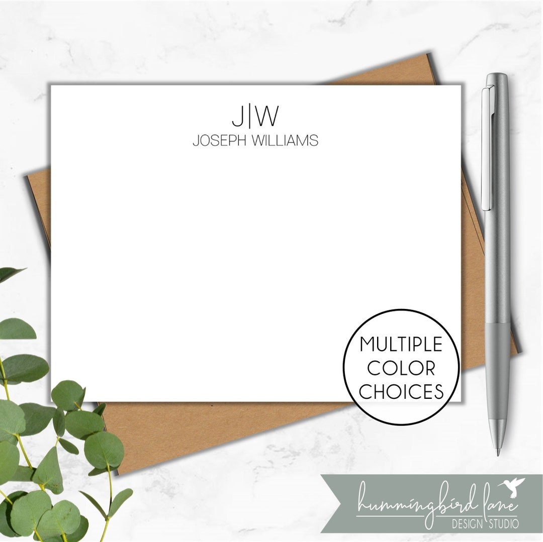 Personalized Note Card Set, Masculine Note Cards, Personalized ...