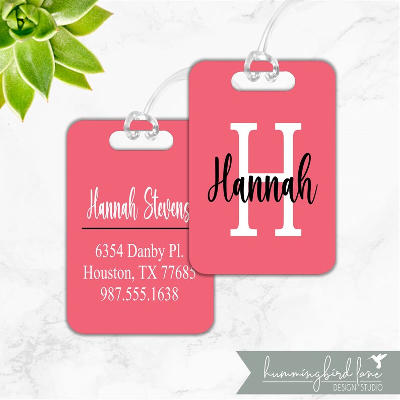 Initial Bag Tag Monogram Travel Luggage Tag Personalized - Etsy