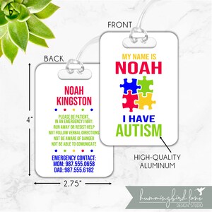 Autism Bag Tag Autism Alert Tag Personalized Bag Tag Autism - Etsy