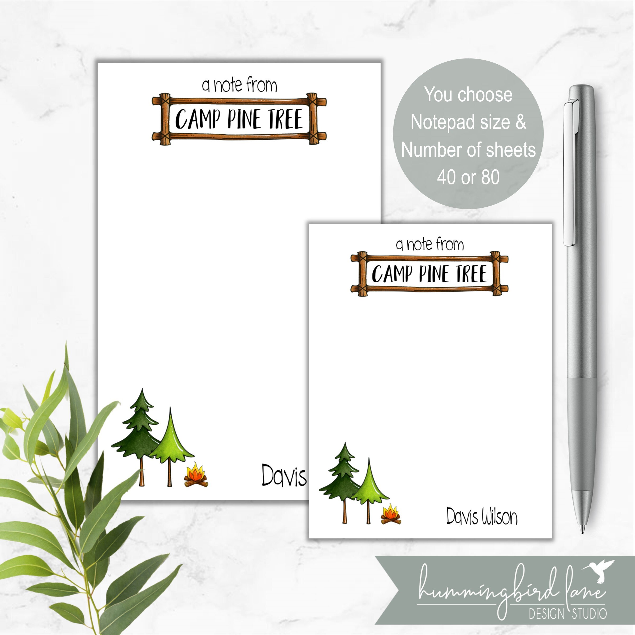 Camp Notepad Personalized Note Pad Camper Note Pad Summer - Etsy