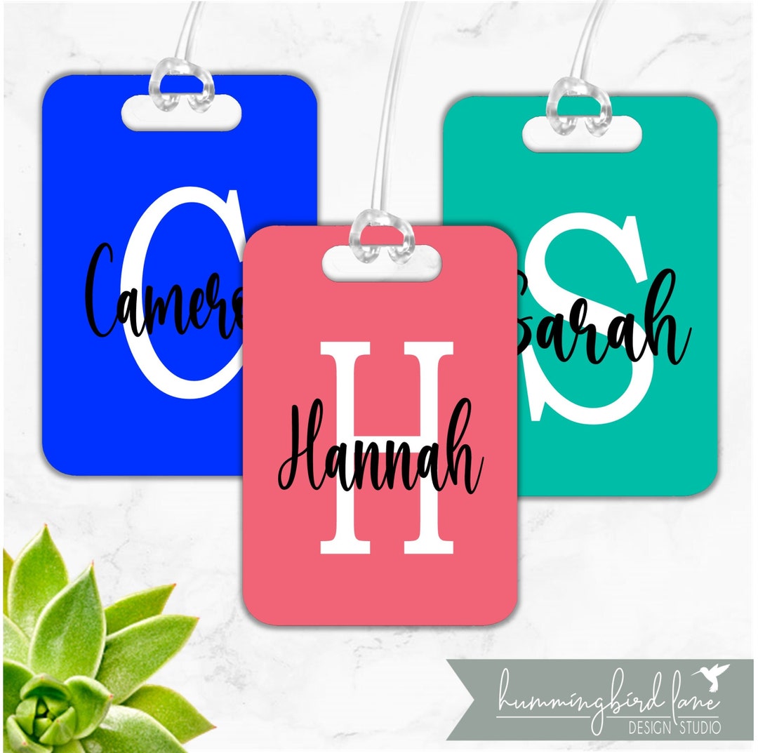 Initial Bag Tag, Monogram Travel Luggage Tag, Personalized Monogram Bag ...