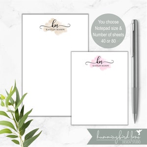 Personalized Notepad, Personalized Watercolor Note Pad, Large Notepad ...