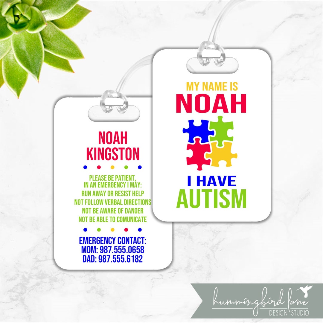 Autism Bag Tag Autism Alert Tag Personalized Bag Tag Autism - Etsy