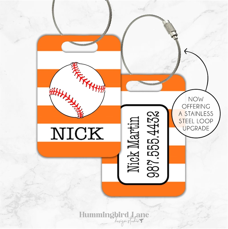 Baseball Bag Tag, Baseball Luggage Tag, Gift for Baseball Players ...