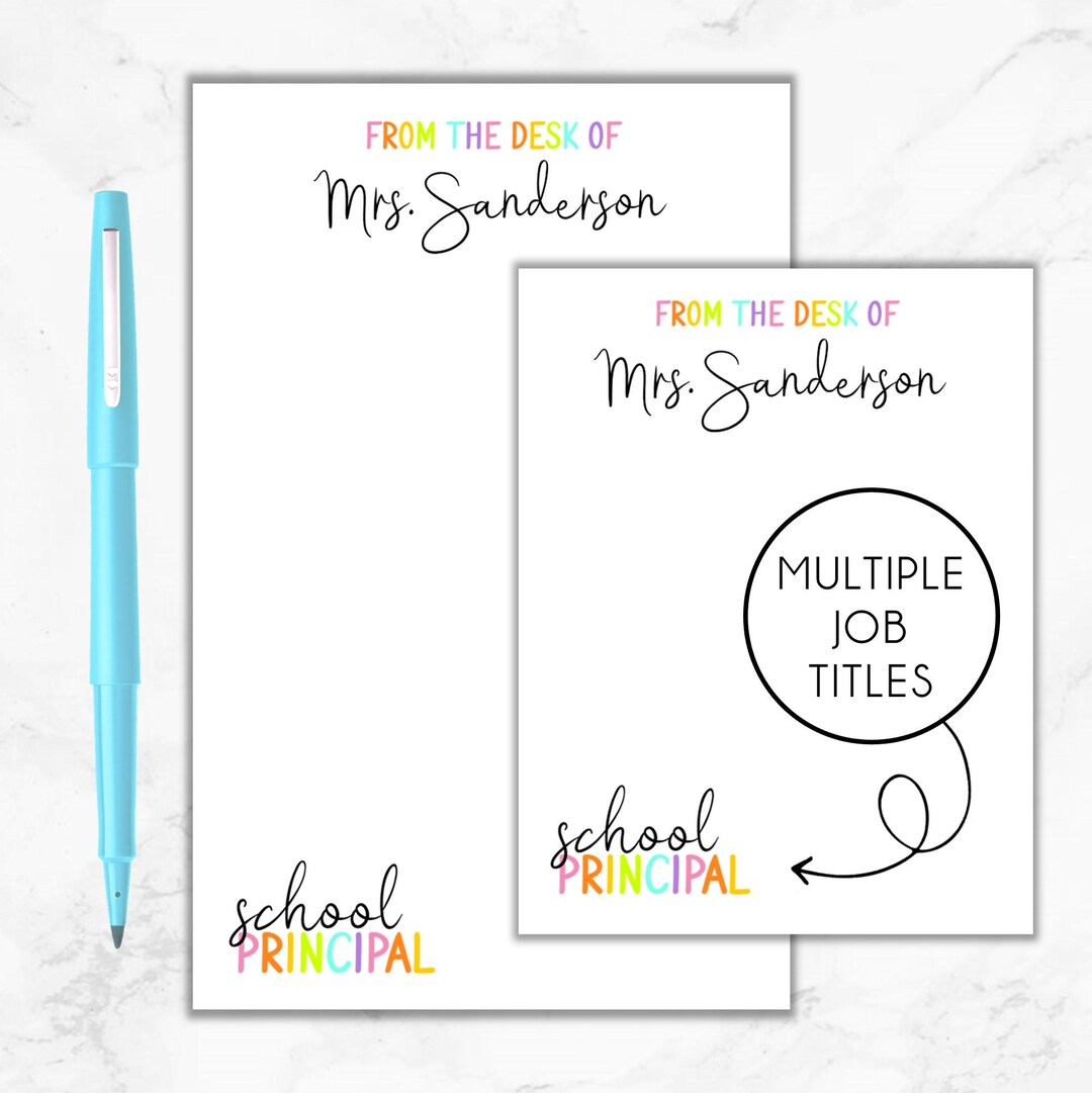 School Principal Notepad, Personalized School Principal Notepad ...