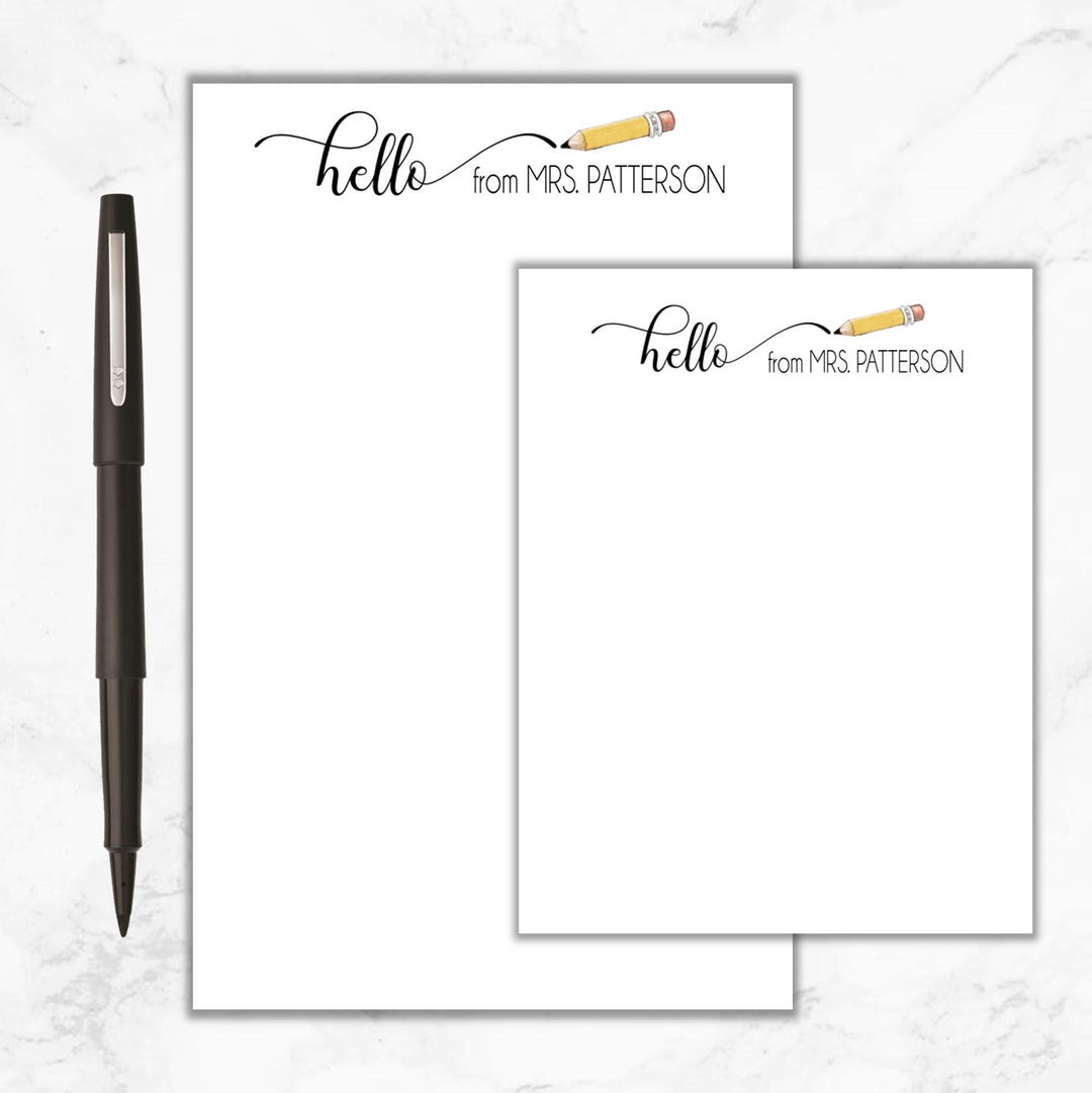 Teacher Notepad, Personalized Teacher Notepad, Hello Notepad, Gift for ...