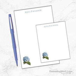Hydrangea Notepad, Personalized Floral Notepad, Personalized Stationery, Gift for Her, Gift for ...