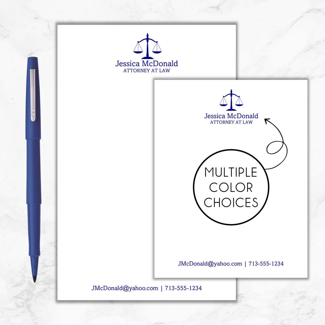 Scales of Justice Notepad, Personalized Notepad for Lawyer, Attorney ...