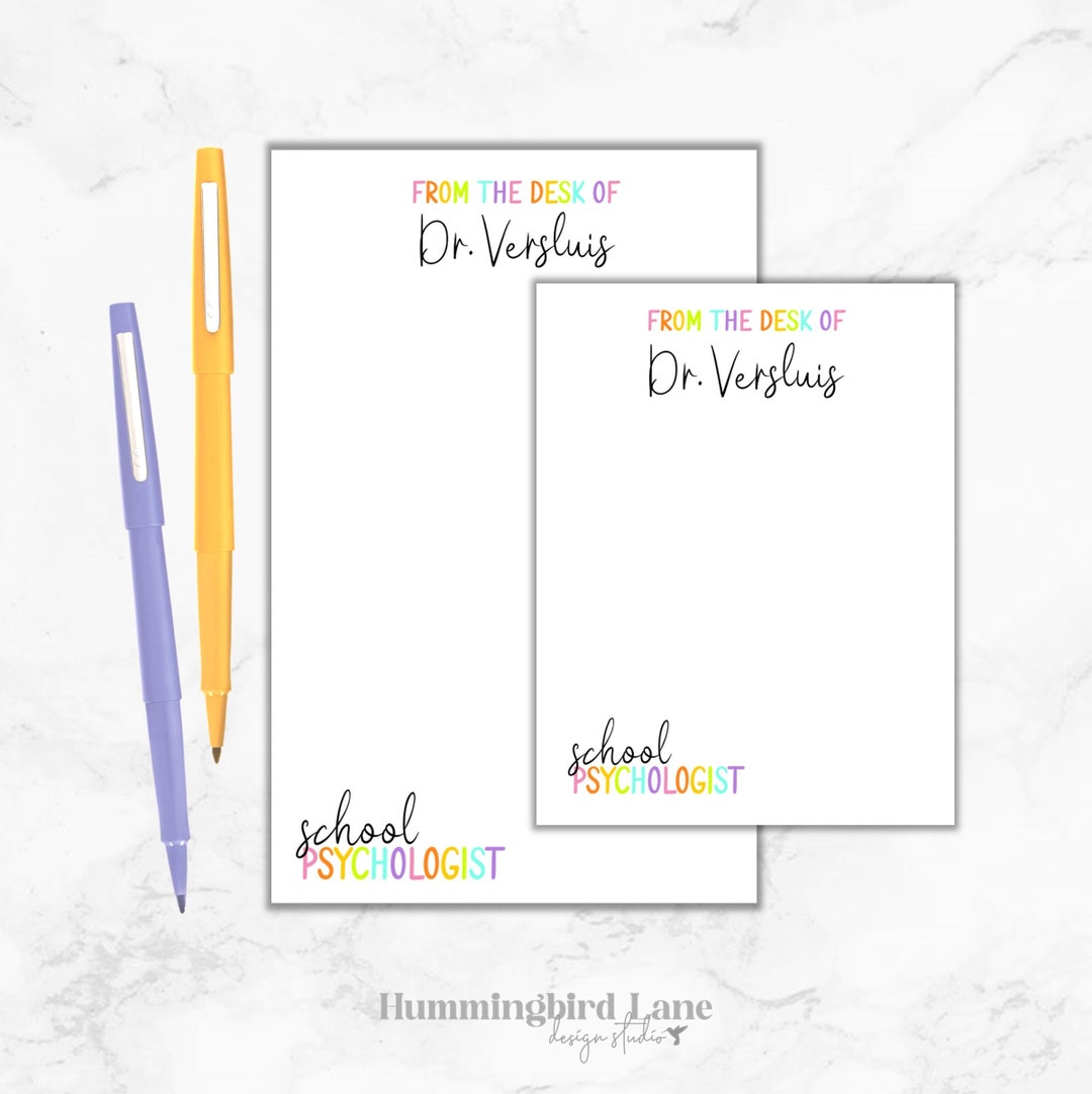 School Psychologist Notepad, Personalized Psychologist Notepad, Gift ...