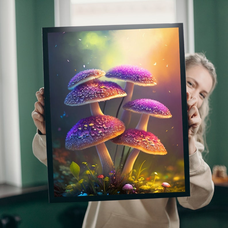 Glowing Dreamy Mushrooms Printable Wall Art, Instant Digital Download ...