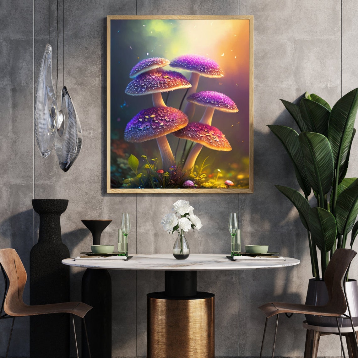 Glowing Dreamy Mushrooms Printable Wall Art, Instant Digital Download ...