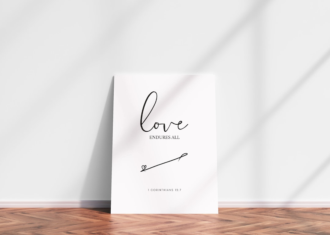 Love Endures All Things, Love Hopes All Things, Bible Verse Wall Art ...