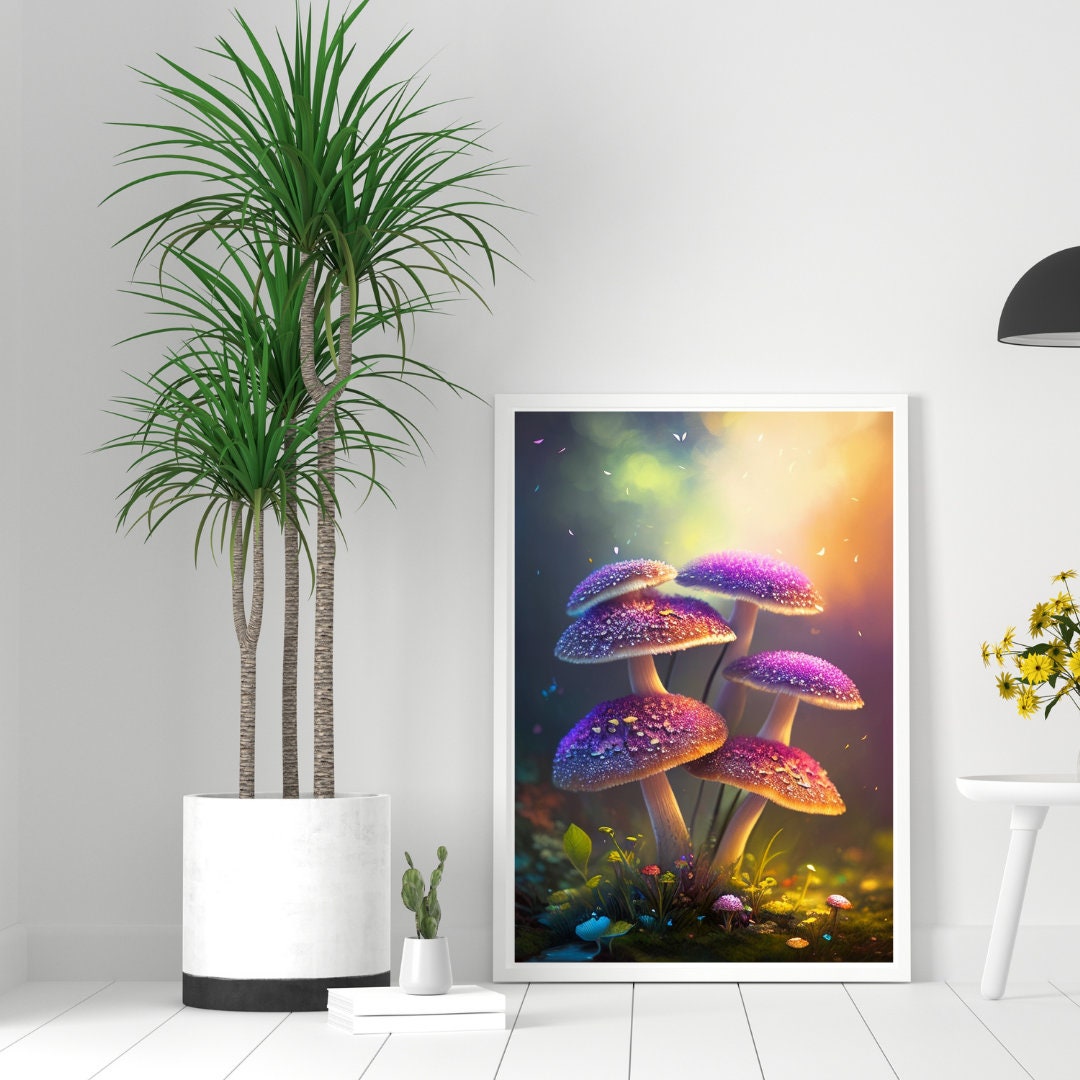 Glowing Dreamy Mushrooms Printable Wall Art, Instant Digital Download ...