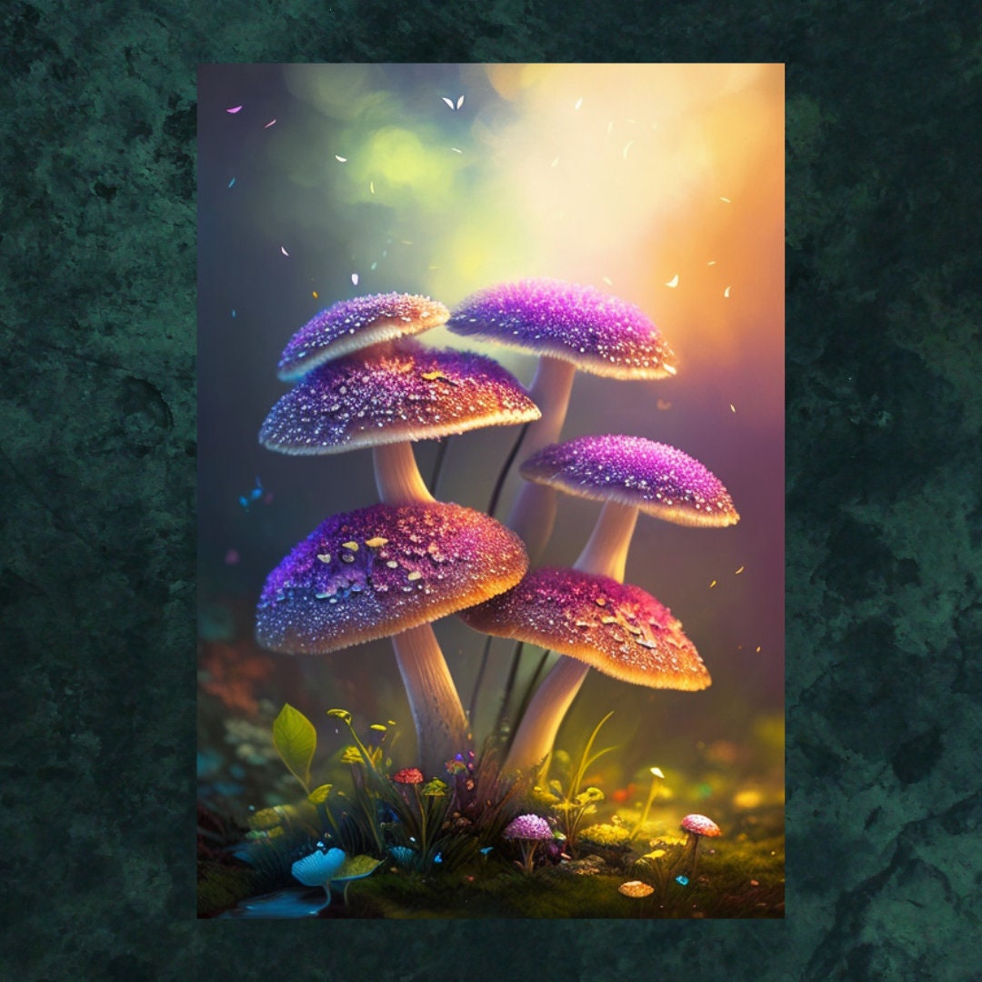 Glowing Dreamy Mushrooms Printable Wall Art, Instant Digital Download ...