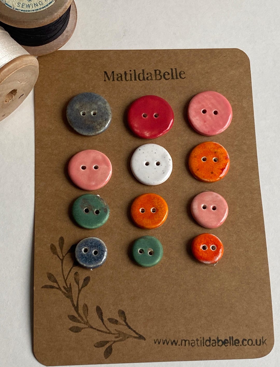 Buttons, Set of 12, Handmade Buttons, Ceramic Buttons, Colourful ...
