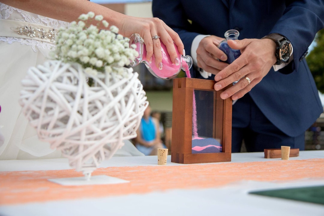 Small Wedding Unity Sand Ceremony Box/frame - Chocolate Brown, White ...
