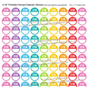 Gym Planner Stickers Printable 0.76" Rainbow Planner Made for Erin ...