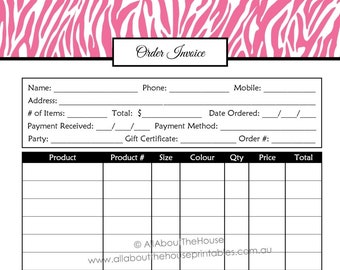 Pink Zebra Order Form - Etsy