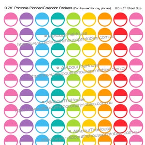 Planner Stickers Printable 0.76" Rainbow Planner Made for Erin Condren ...