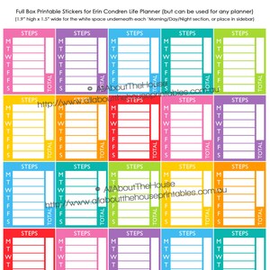 Steps Stickers Sidebar Weekly Daily Tracking Health Fitness | Etsy