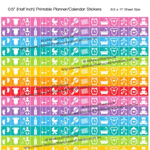 Baby Planner Stickers Printable Calender Stickers 1/2 Inch Square ...