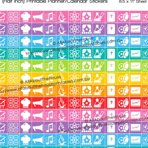School Planner Stickers Printable Class Subjects Study - Etsy