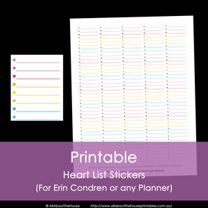 Printable Calendar Planner Stickers Heart List Full Box for Erin ...