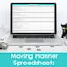 Moving Spreadsheet Planner Checklist Box Labels budget change | Etsy