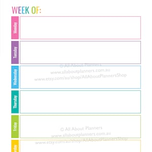 Weekly Planner Printable Horizontal Editable 1 Page Rainbow - Etsy