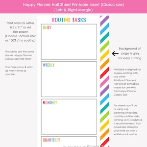 Happy Planner Half Sheet Classic Size Routine Daily Weekly Quarterly ...