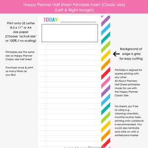 Happy Planner Half Sheet Daily Schedule You Choose Start Time to Do ...