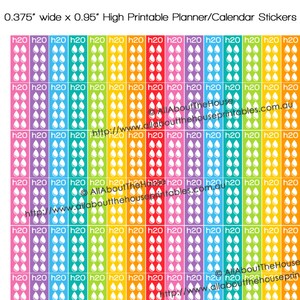 Hydrate Planner Stickers Checklist Printable 1.9" Lx0.375" W Drink up ...