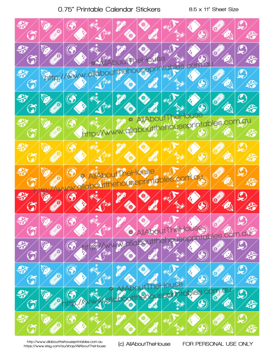 Triangle Travel Vacation Planner Stickers Printable Calendar - Etsy ...