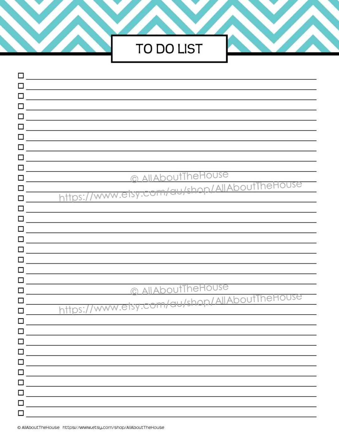 Chevron to Do List Printable Checklist Perpetual PDF Editable Household ...