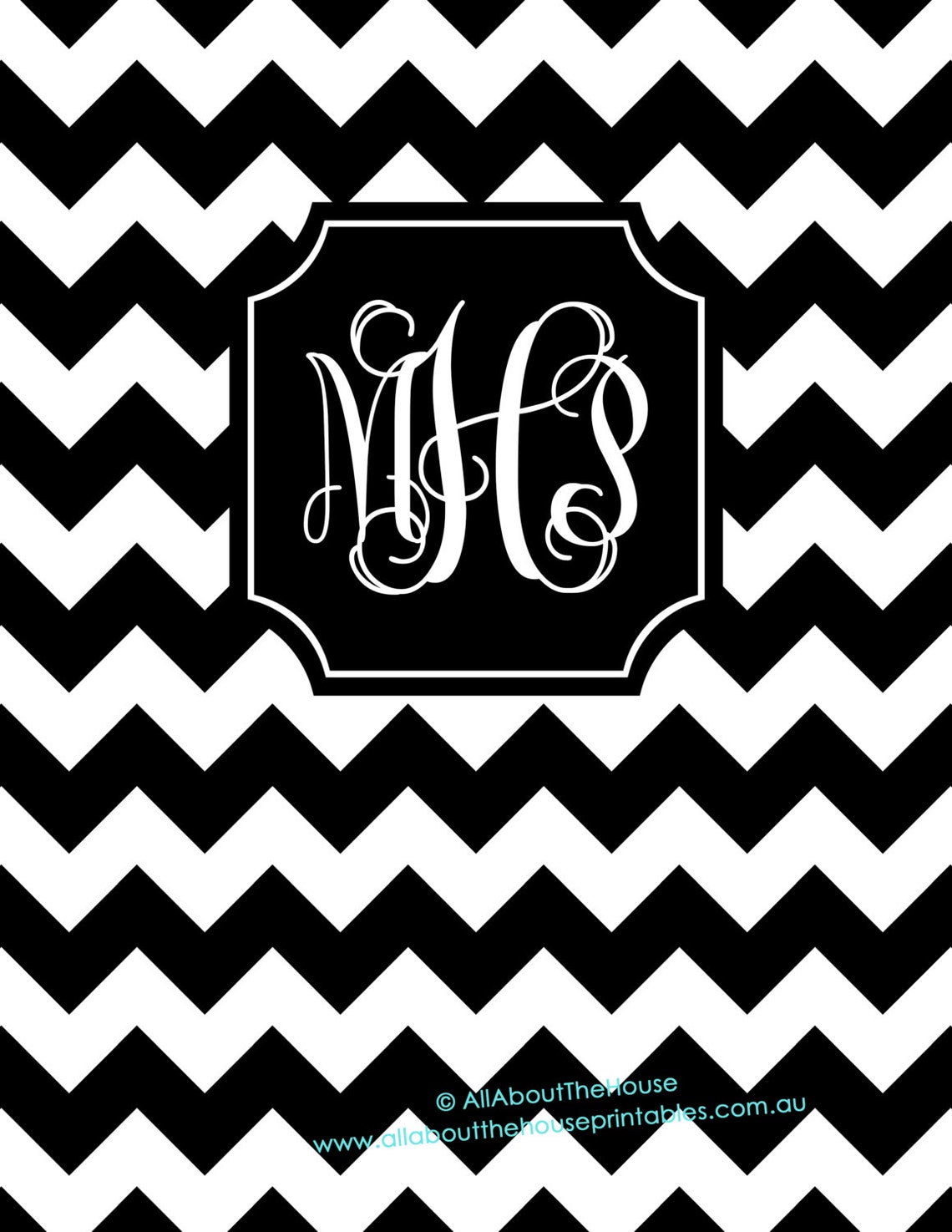 Editable Printable Monogram Binder Cover and Spine Chevron - Etsy