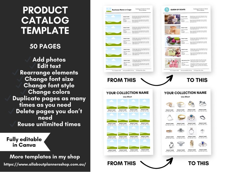 Canva Catalogue Template Line Sheet Template Wholesale Price List ...