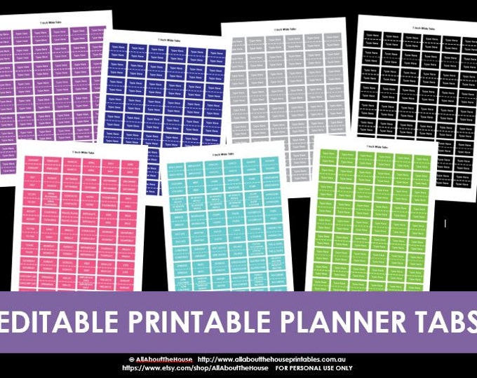 EDITABLE Planner Tabs Printable for Your Paper Planner or Bullet ...