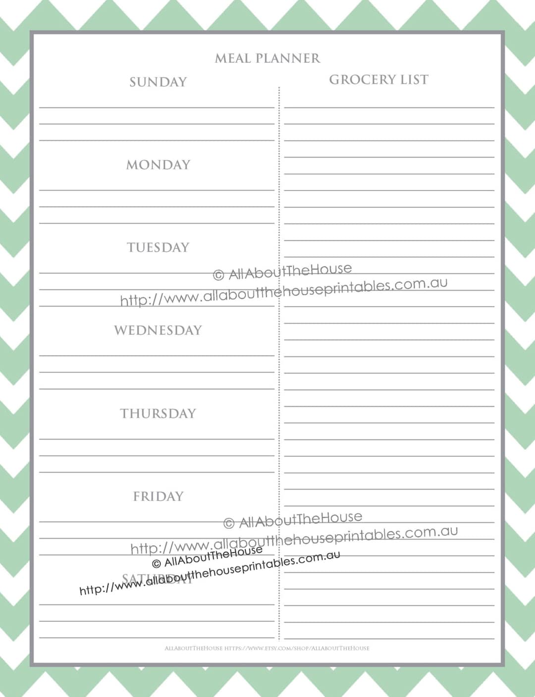 EDITABLE Meal Planner Grocery List Weekly Meal Planner Menu Planning ...