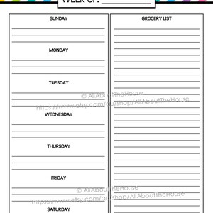 Weekly Meal Planner Printable Chevron Blue Menu Planner PDF Editable ...