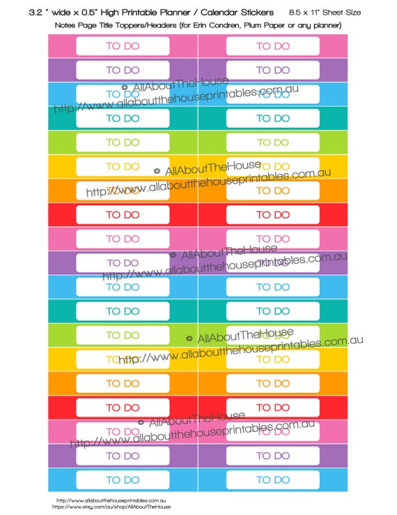 To do list stickers Notes Page Title Topper Header Planner Stickers ...