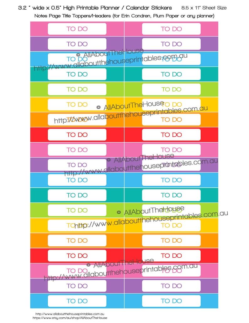 To Do List Stickers Notes Page Title Topper Header Planner Stickers ...