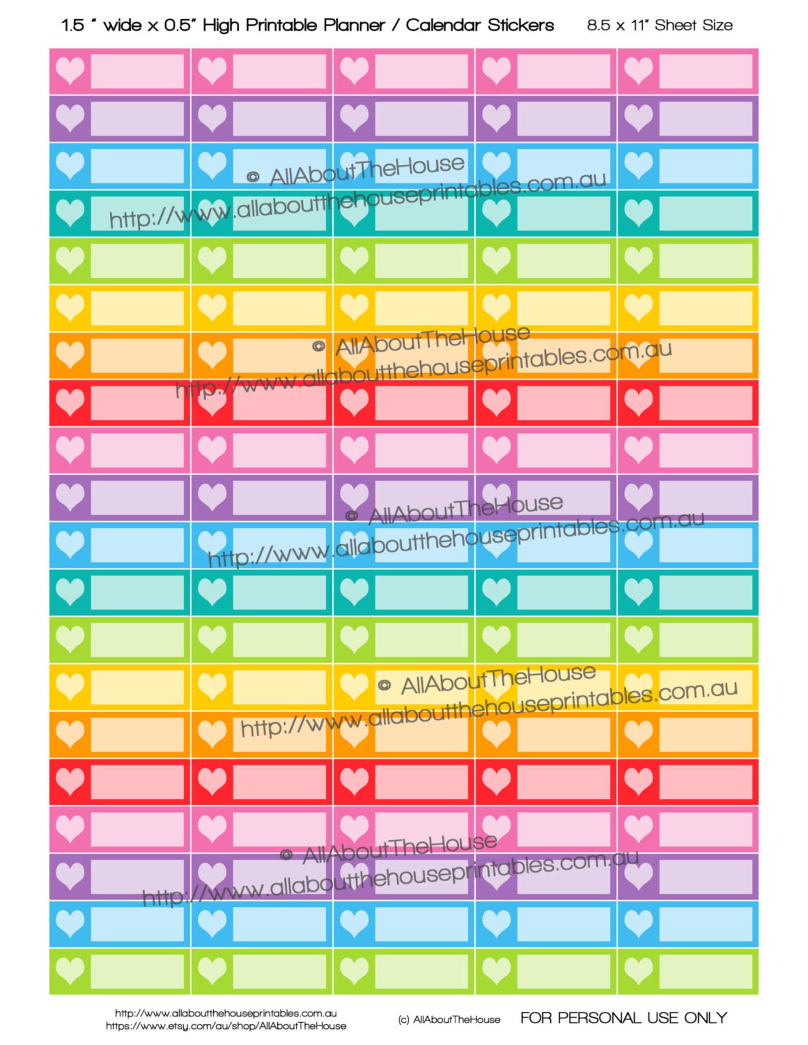 Heart Planner Stickers Printable to Do Reminder Calendar - Etsy