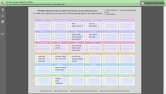 Weekly 6 Section Checklist Stickers Erin Condren Morning Day Night ...